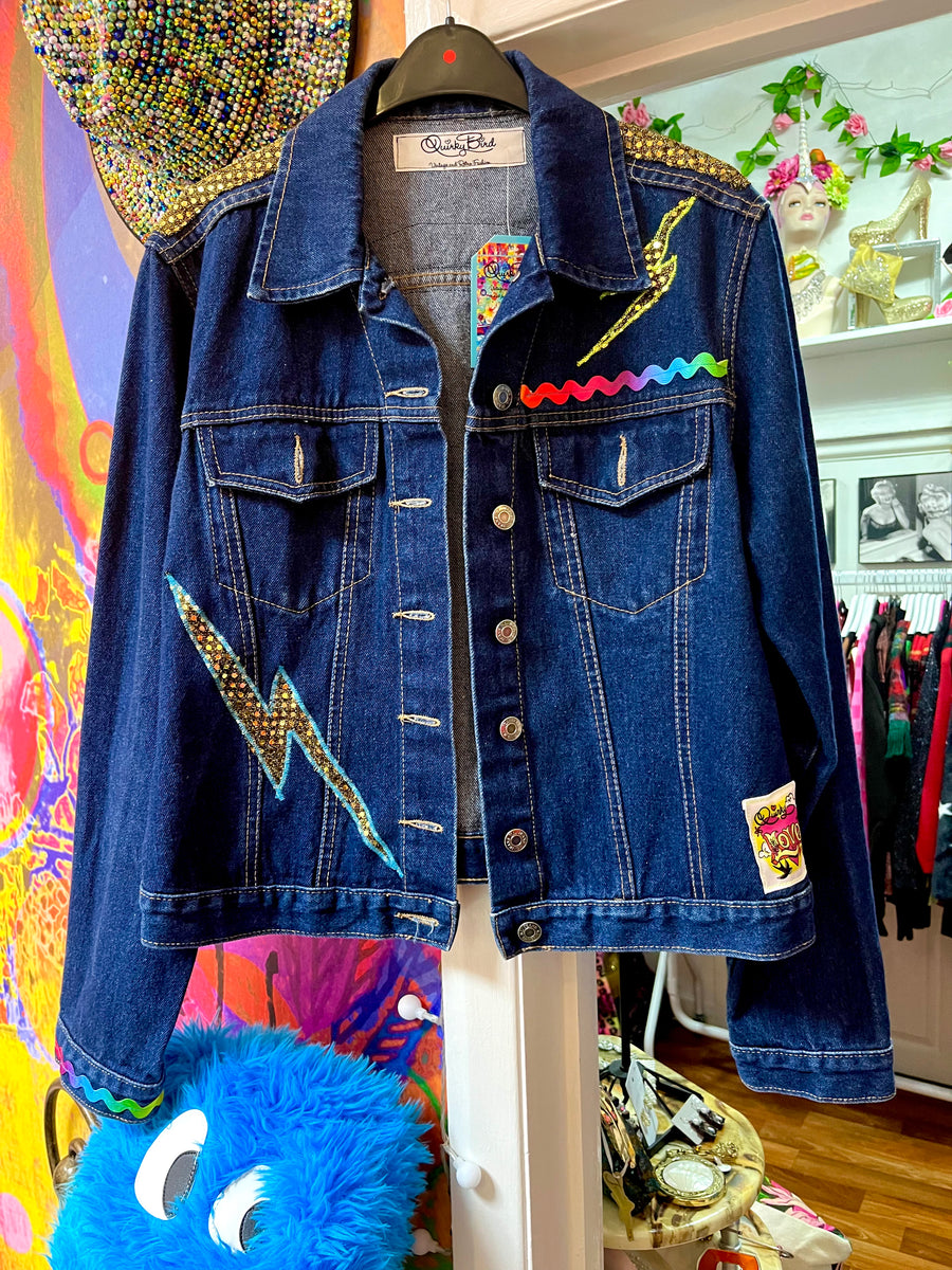 QuirkyBird Customised ReWorked Denim Jacket Bowie – Quirky Bird Vintage ...